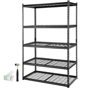 vevor storage shelving unit, 5-tier adjustable storage shelves, 48" l x 24" w x 72" h heavy duty garage storage shelves, metal shelves for kitchen pantry basement bathroom laundry