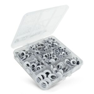 560 pcs wiggle googly eyes with self-adhesive, 6mm 8mm 10 mm 12mm 15mm mixed packaging (black and white)