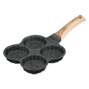 egg pan 4 cup omelette pans nonstick 4 cute animal patterns versatile breakfast skillet healthy breakfast pancake pan for eggs, plett, crepes, compatible with gas stove and induction cooktop (black)