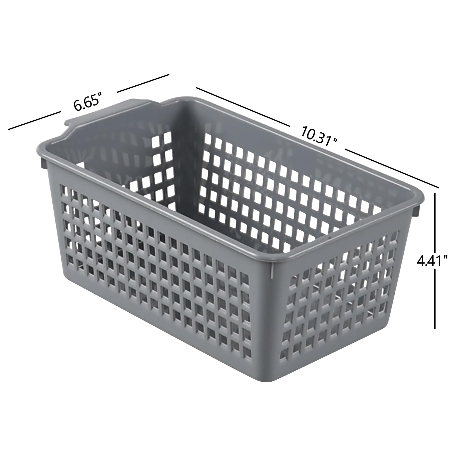 Dehouse 6 Pack Small Plastic Storage Baskets, Plastic Baskets Organizer Bins, Gray