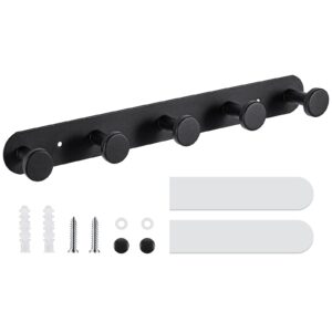 dntorx coat hooks wall mounted, black coat rack with 5 hooks adhesive & screw in door hooks heavy duty coat hanger towel hooks for wall towels clothes hat