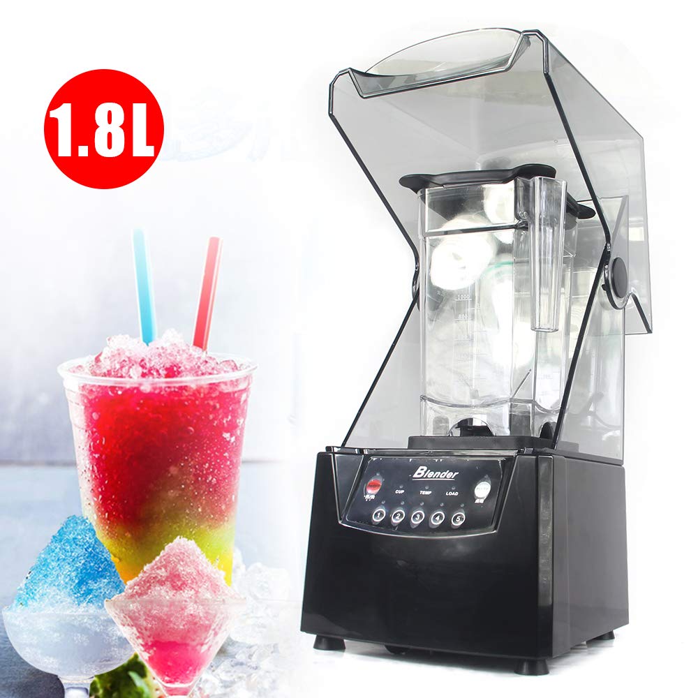 WUSILILU 2600W Commercial Blender, 1.8L 23000r/min Soundproof Smoothie Machine with Shield Quiet Sound Enclosure 110V for Fruit Shakes, Vegetable Shakes, Fruit Juices