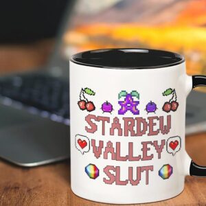 YOLANDEEUROKOK Stardew Valley Slut Mug, Stardew Valley Gift, Funny Stardew Valley Mug, 11 Oz Novelty Coffee Mug, Black