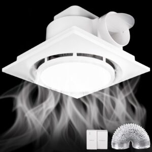 mmucco bathroom exhaust fan with light,130 cfm 1.0 sones double switch ultra quiet bathroom vent fan for home bathroom office hotel,led 6500k 12w,fan 25w 110v