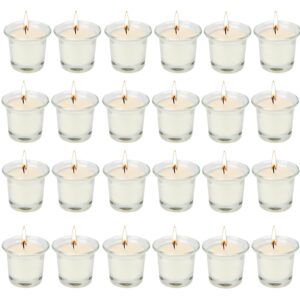 soft breeze 24 pack unscented votive candles in glass, white glass tealight candles,votive candles bulk, transparent glass filled,ideal gifts for wishing,spa, weddings, birthdays,holidays, party