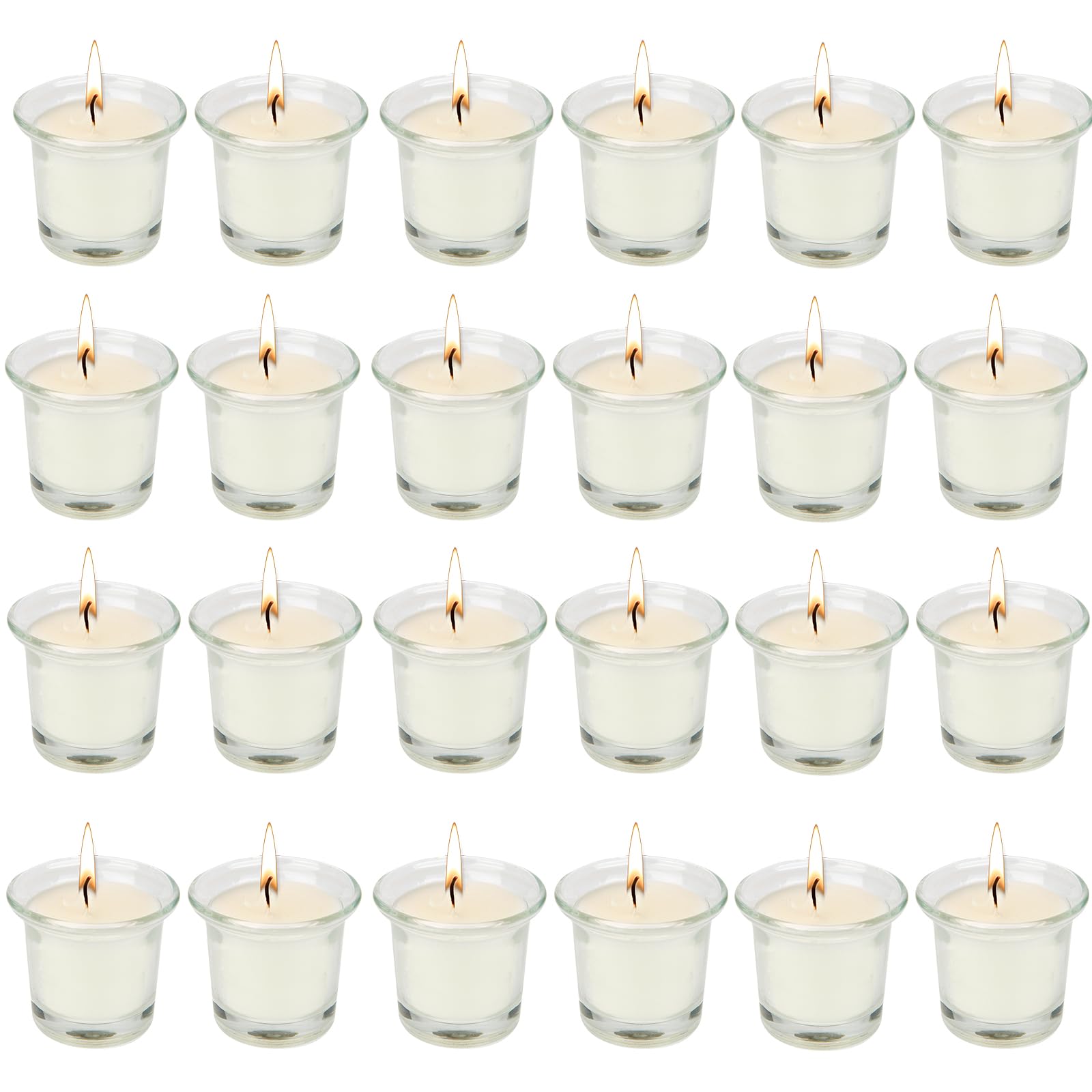 SOFT BREEZE 24 Pack Unscented Votive Candles in Glass, White Glass Tealight Candles,Votive Candles Bulk, Transparent Glass Filled,Ideal Gifts for Wishing,Spa, Weddings, Birthdays,Holidays, Party