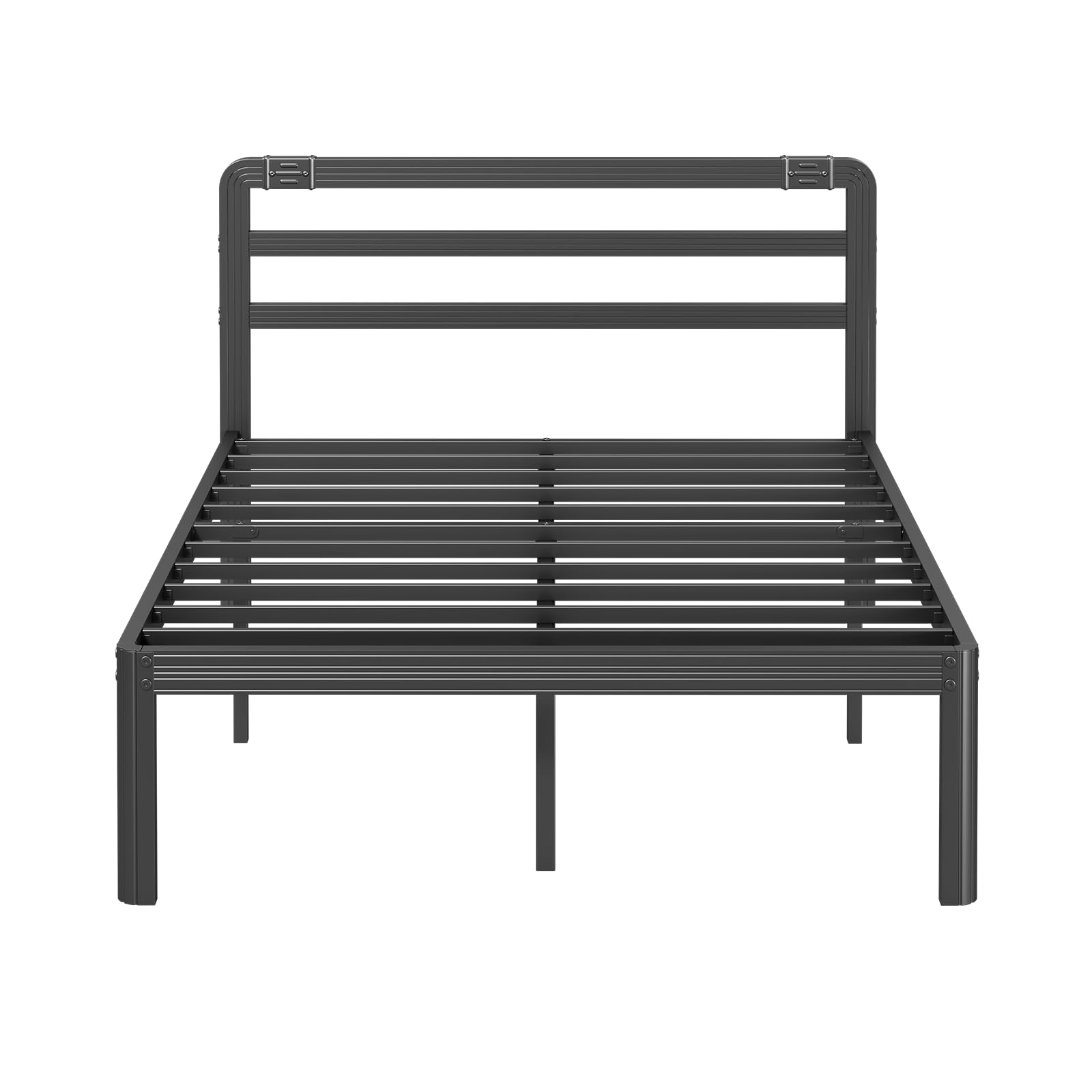 Askeld Queen Bed Frame with Headboard，18 Inch High Queen Size Bed Frame, Sturdy Noise-Free Metal Frame with Heavy Duty Slats, 4500 Lbs Weight Support for Mattress, No Box Spring Needed, Black