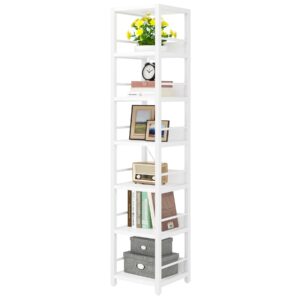 75 inch tall corner shelf, 6-tier narrow bookshelf for small spaces, multipurpose corner storage rack shelves, etagere bookcase skinny shelf tower plant stand for living room kitchen, white