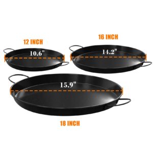 GRISUN Paella Pan 12/16/18 inches | Enameled Paella Pan for 4/8/12 Servings | Nonstick Pan for Authentic Spanish Dishes | Enameled Skillet Ideal for Restaurants and Home Cooking