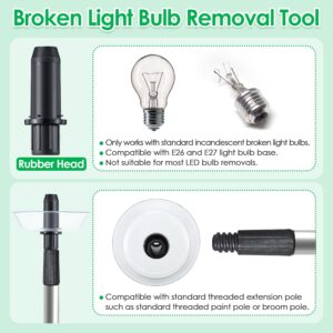 Saillong Broken Bulb Extractor, Light Bulb Changer for Standard Incandescent Broken Light Bulbs, Broken Light Bulb Removal Tool with Safety Shield Compatible with Standard Threaded Extension Pole