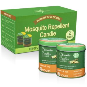 dwcom 2 pack mosquito repellent outdoor patio, deet free, 8oz citronella candles outdoor, bug candles repellent outdoor, mosquito candle indoor