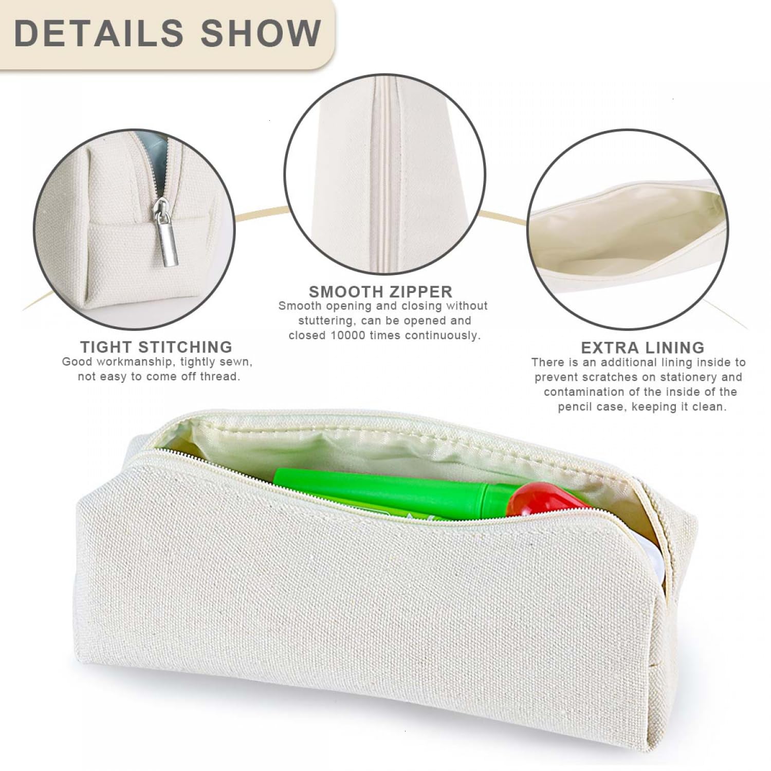 SenseYo Pencil Case Pouch for Stationery Organizer (Beige)