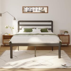 Askeld Queen Bed Frame with Headboard，18 Inch High Queen Size Bed Frame, Sturdy Noise-Free Metal Frame with Heavy Duty Slats, 4500 Lbs Weight Support for Mattress, No Box Spring Needed, Black