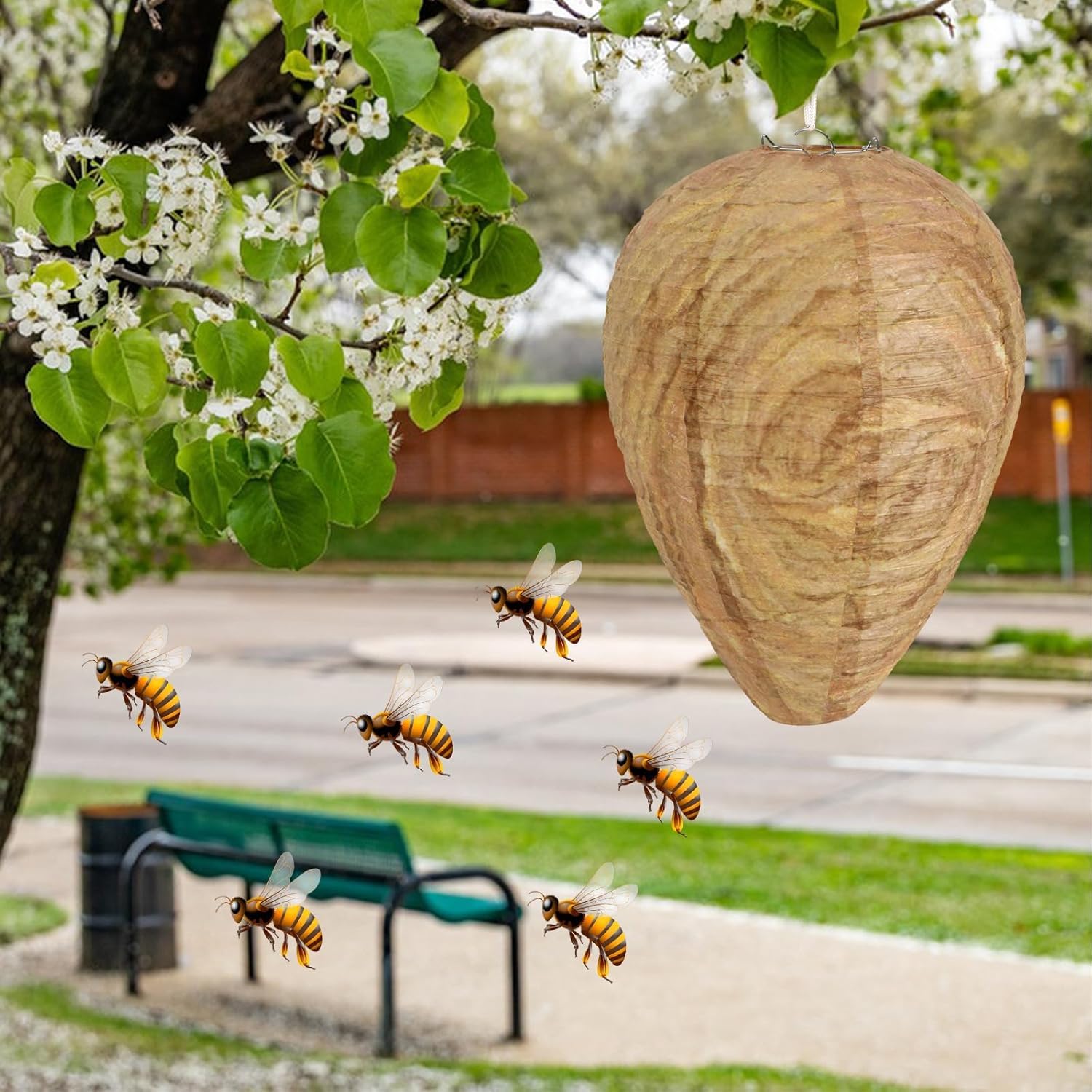 6 Pcs Fake Wasp Nest Decoy Fake Hornets Wasp Nest Deterrent Hanging Wasp for Outdoor Home Garden