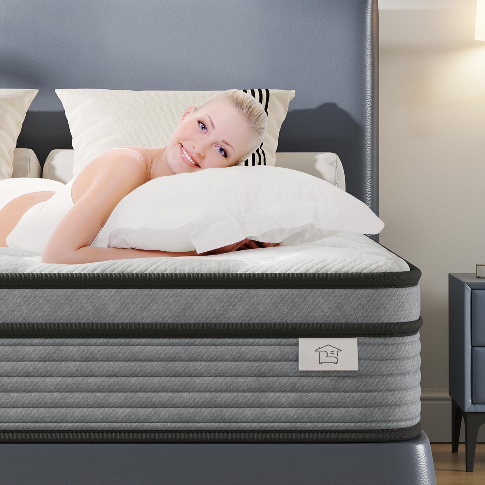 Yaak Queen Mattress 10 Inch, Hybrid Mattress in a Box Queen Size, Individual Pocket Spring Queen Bed Mattress with Breathable Memory Foam, Pressure Relief, Medium Firm Queen Size Mattress 80"x60"x10"