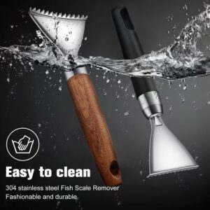 2Pcs Stainless Steel Sharp Durable Fish Scale Remover,304 stainless steel Fish Scale Remover,Portable Cordless Kitchen Fish Scaler Fish for Chef and Home Cooks Fish Cleaning tools（Black+Brown）