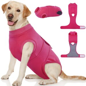 kuoser dog surgery suit female spay, dog recovery suit male neuter, dog clothes onesie for surgery anti licking abdominal wounds pet puppy surgical recovery bodysuit shirt, substitute e-collar & cone