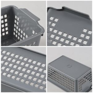 Dehouse 6 Pack Small Plastic Storage Baskets, Plastic Baskets Organizer Bins, Gray