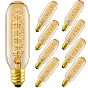 tiqian 8 -pack e12 incandescent edison light bulbs 25 watt candelabra, dimmable 2200k warm white t6 clear led bulbs 25w 150lm vintage t25 for chandelier ceiling fan, tubular small filament bulbs