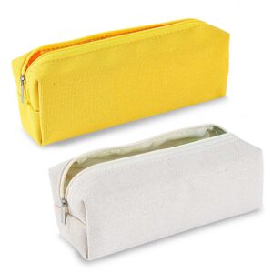 senseyo 2 pack pencil case pouch for stationery organizer (beige & yellow)