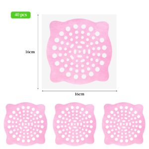 40PCS Disposable Shower Drain Hair Catcher,Large floor drain sticker,Shower Drain Mesh Sticker,Suitable for wash basin, kitchen sink, bathroom floor drain, bathtub(5.9" X 5.9")