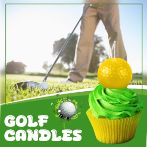 Threlaco 4 Pcs Golf Cake Topper Golf Cake Decorations Include 3 Pcs Golf Ball Birthday Candles, 1 Pcs Mini Golf Club for Golf Sport Themed Birthday Decorations