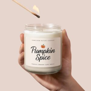 LUMELOOM Fall Candles, Pumpkin Candle -9oz Aromatherapy Pumpkin Scented Soy Wax Candle-Autumn Candle, Pumpkin Spice Candle for Home, Candles Fall Scents, Hello Fall Candle Gifts for Women Fall Decor