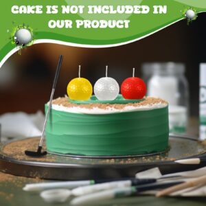 Threlaco 4 Pcs Golf Cake Topper Golf Cake Decorations Include 3 Pcs Golf Ball Birthday Candles, 1 Pcs Mini Golf Club for Golf Sport Themed Birthday Decorations