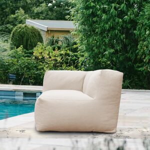 opeak patio furniture set bean bag corner chair outdoor sectional conversation patio chair daybed furniture outdoor sofa couch high density foam filling modern comfy patio couch (light beige)