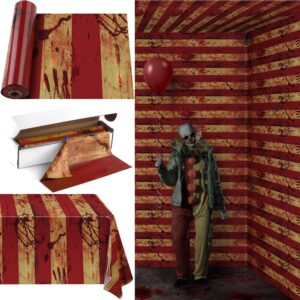 hobby horse 100 ft x 54 inch creepy carnival tablecloth roll with cutter box terrible halloween bloody circus tent backdrop cut to size table cover for clown room wall decorations for halloween circus