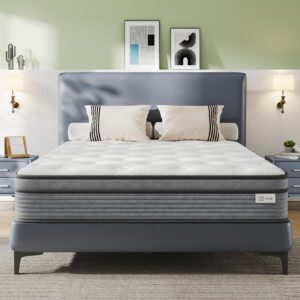 Yaak Queen Mattress 10 Inch, Hybrid Mattress in a Box Queen Size, Individual Pocket Spring Queen Bed Mattress with Breathable Memory Foam, Pressure Relief, Medium Firm Queen Size Mattress 80"x60"x10"