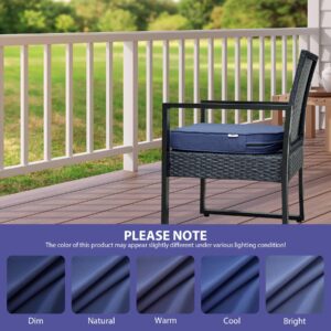 IPYNBAP Outdoor Chair Cushions Set of 4，Waterproof Outdoor Seat Cushions for Patio Furniture，Patio Chair Cushions with Ties, Round Corner Outdoor Chair Pads for Garden, 19" x 19" x 3", Navy Blue