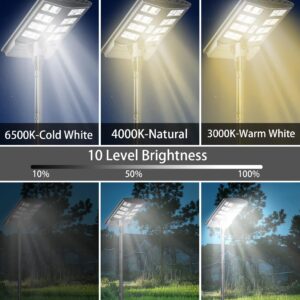 JAYNLT 6000W Solar Street Lights Outdoor with 78" Tall Pole, 3000K/4000K/6500K 400000LM Solar Floor Lamps Dusk to Dawn, IP68 Waterproof Solar Pole Lights with Motion Sensor for Yard, Patio, Camping