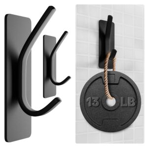 gluit adhesive towel hooks for bathroom wall hooks for hanging heavy duty coat rack sticky hanger for door holder durable stainless steel dark black- 2 pack