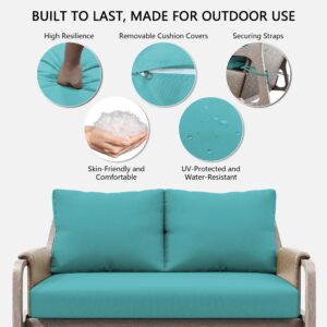 Pakunoda Outdoor Loveseat Cushion Set, 46 x 26 inch, Water Repellent, Fade Resistant, Cushion Set for Couch, Bench, and Swing 46 x 26 inch, Lake Blue