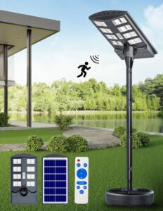 jaynlt 6000w solar street lights outdoor with 78" tall pole, 3000k/4000k/6500k 400000lm solar floor lamps dusk to dawn, ip68 waterproof solar pole lights with motion sensor for yard, patio, camping