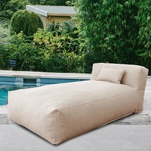 opeak patio furniture set bean bag chaise lounge chair patio daybed furniture outdoor sofa couch pool lounge chairs high density foam filling modern comfy patio couch (light beige)