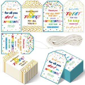 192 pcs thank you gift tags paper gift tags with string thank you tags party favors employee appreciate coming tags wrapping for employee christmas birthday party gifts tag favors, 4 styles