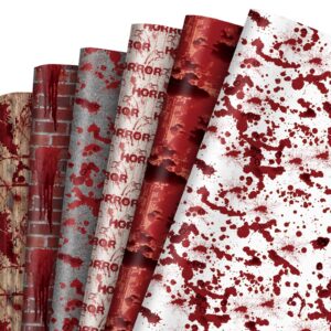 jarthenaamcs 12 sheets halloween bloody wrapping paper - not roll - vintage blood splatter gift wrap paper folded flat diy craft paper for holiday horror party, 19.7 x 27.6 inch