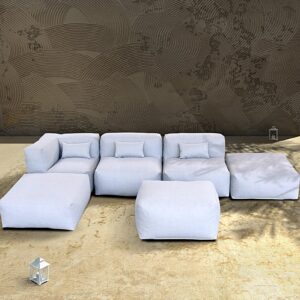 Patio Furniture Set Bean Bag Chairs Alassio 6PC Outdoor Chairs Sectional Conversation Patio Set Daybed Furniture Outdoor Sofa Couch High Density Foam Filling Modern Comfy Patio Couch (light gray)