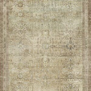 GENIMO 2x3 Area Rugs for Living Room, Machine Washable Boho Vintage Rug Non Slip, Printed Thin Low Pile Lightweight Chenille Carpet Rugs for Bedroom, Dining Room, Home Office, Taupe