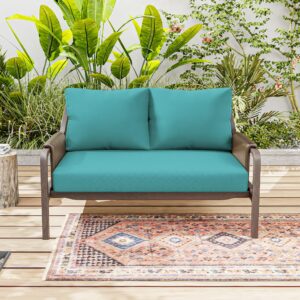 Pakunoda Outdoor Loveseat Cushion Set, 46 x 26 inch, Water Repellent, Fade Resistant, Cushion Set for Couch, Bench, and Swing 46 x 26 inch, Lake Blue