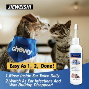 JIEWEISHI PET Ear Cleaner Soothe Itchy & Inflamed Ear Infection Treatment Solution Otic Advanced Ear Cleanser for Dogs & Cats