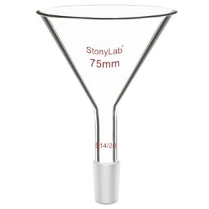 stonylab borosilicate glass powder funnel, short neck, 14/20 joint size, 75 mm diameter