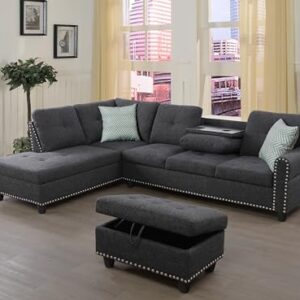 Devion Furniture Lorenzo Sofas, Dark Gray