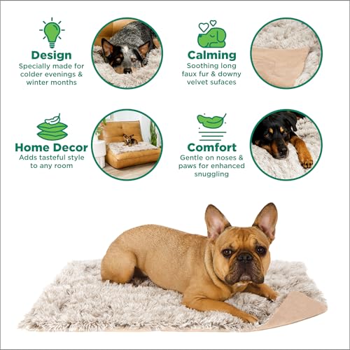 Furhaven Waterproof Throw Blanket for Dogs & Indoor Cats, Washable - Shaggy Plush Calming Long Faux Fur & Velvet Dog Blanket - Driftwood, Large