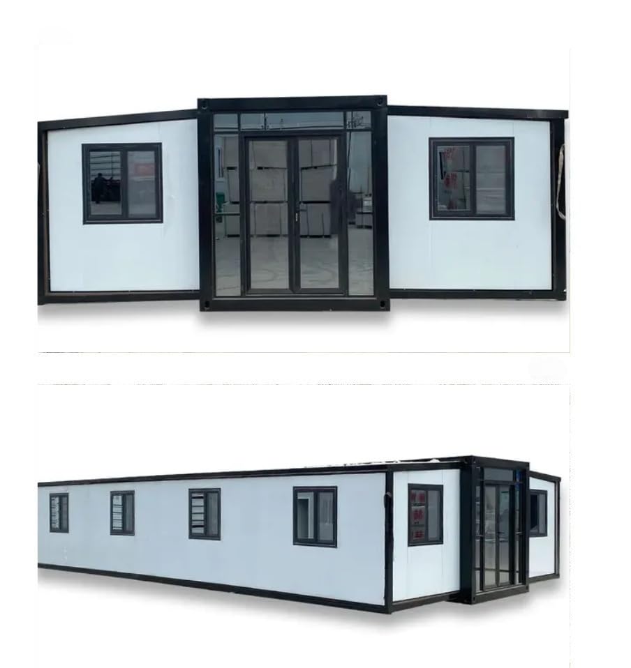 40FT Tiny House to Live in,SAA Portable Prefab House with 3 Bedroom 1 Full Equipped Bathroom and Kitchen,Foldable Mobile Home with Steel Frame,Prefabricated Expandable Container House for Adult Living