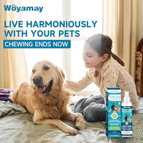 Woyamay No Chew Spray for Dogs 200ML, Bitter Apple Spray for Dogs Stop Chewing Licking of Furniture, Shoes, Bandages, Dog Training & Behavior Aids Spray, Indoor & Outdoor Use, No Alcohol & Trace