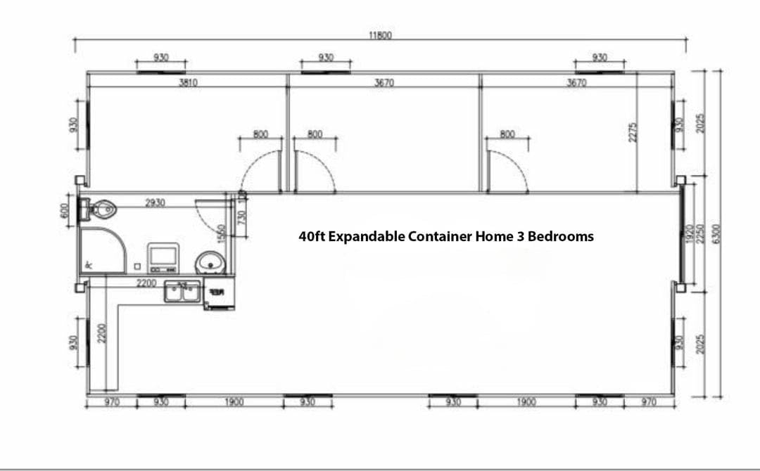 40FT Tiny House to Live in,SAA Portable Prefab House with 3 Bedroom 1 Full Equipped Bathroom and Kitchen,Foldable Mobile Home with Steel Frame,Prefabricated Expandable Container House for Adult Living