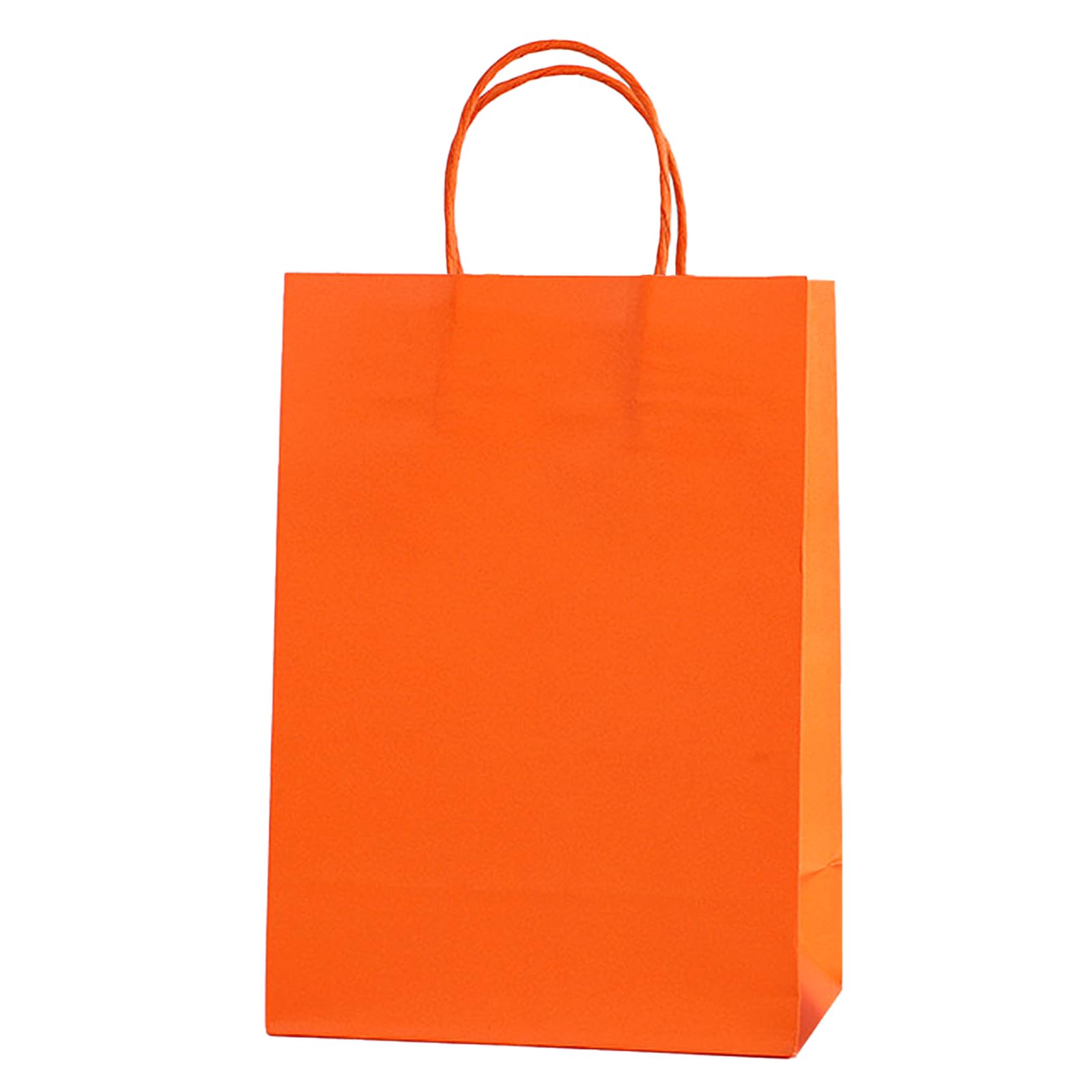 COVYOONG 24pcs Medium Plain Halloween Kraft Paper Bags with Handles Orange Gift Bags for Birthday Party Grocery Retail Business Goody All Saints' Day